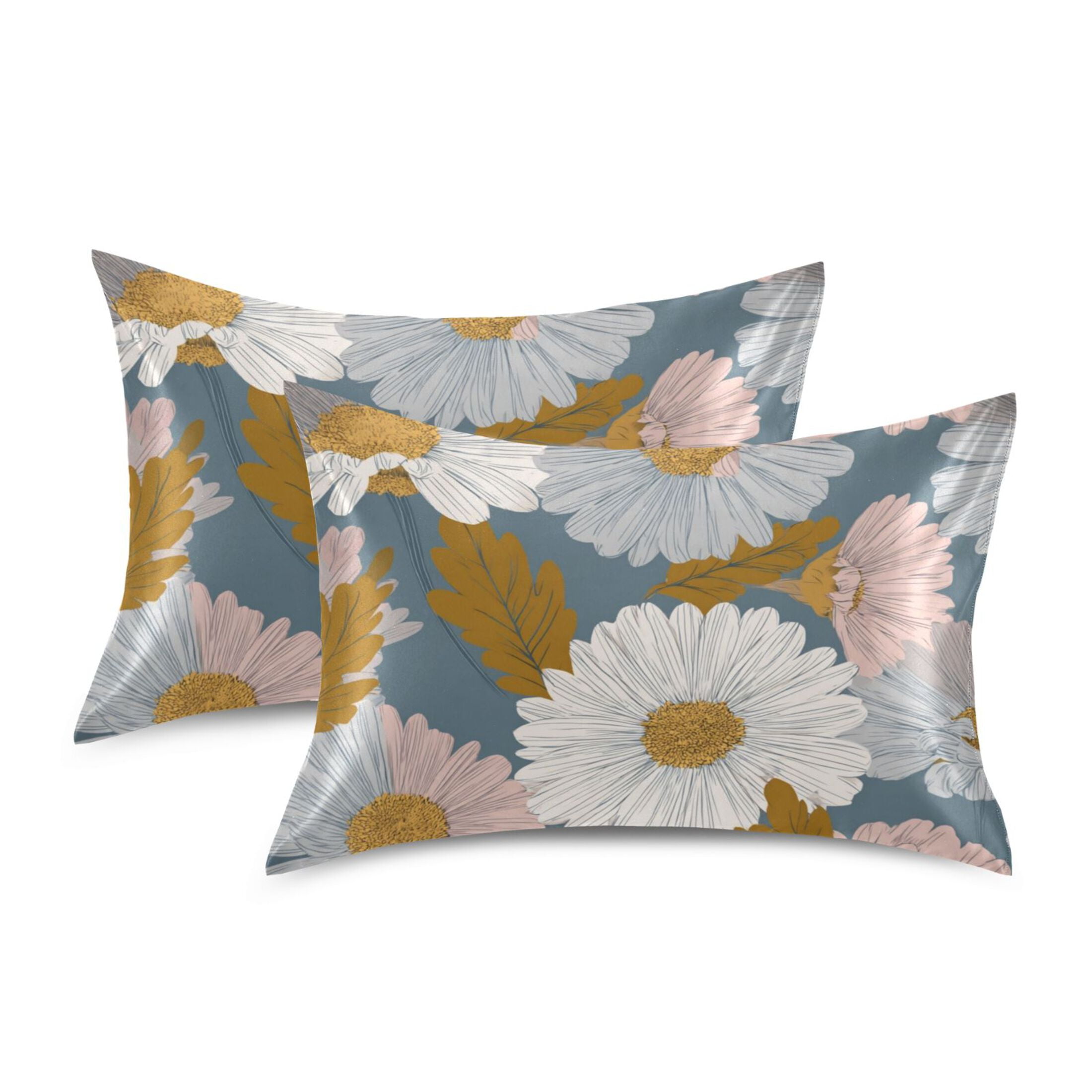 Silky Satin Standard Pillowcases For Hair And Skin Daisy Line Drawing ...