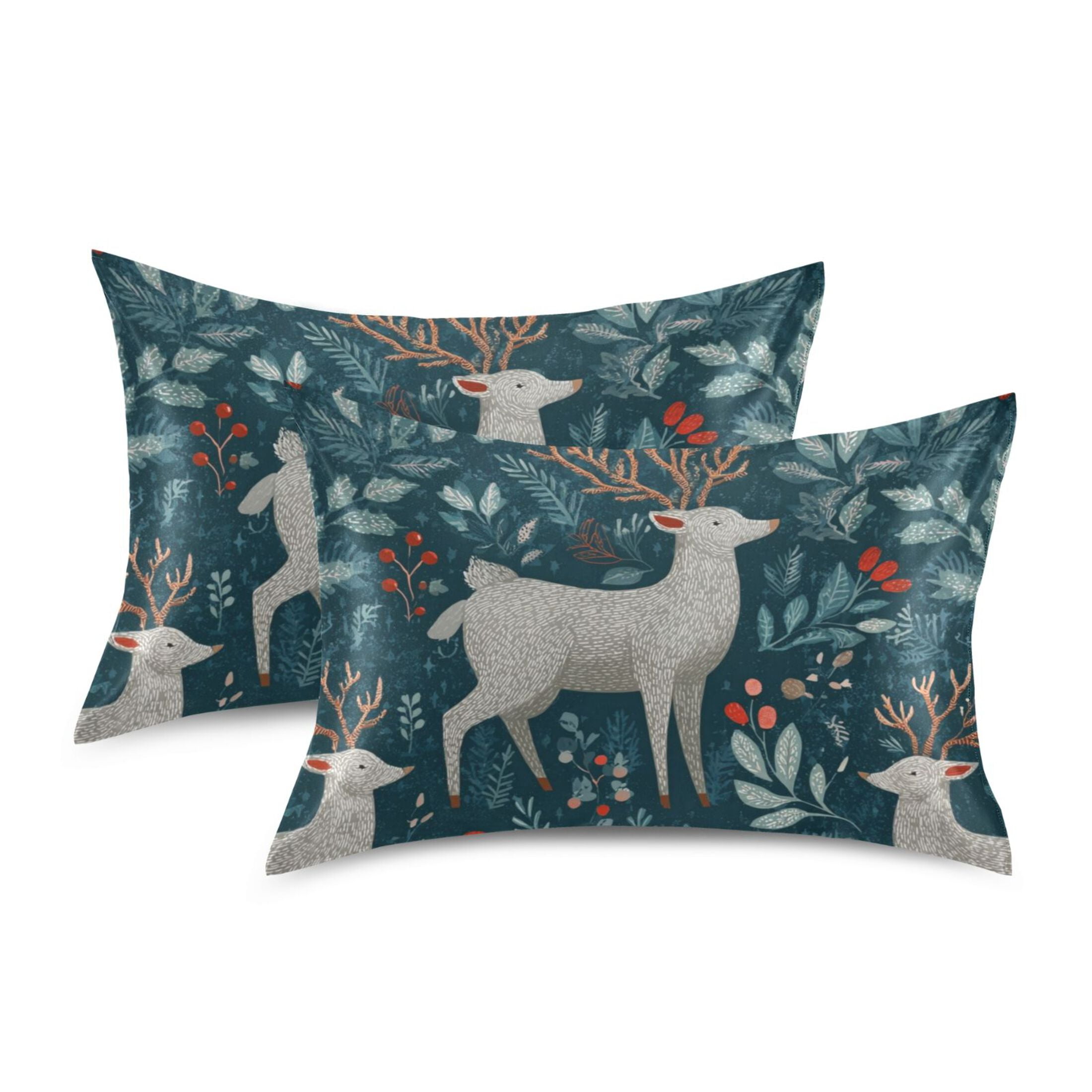 Silky Satin Standard Pillowcases For Hair And Skin Deer Standing in The ...