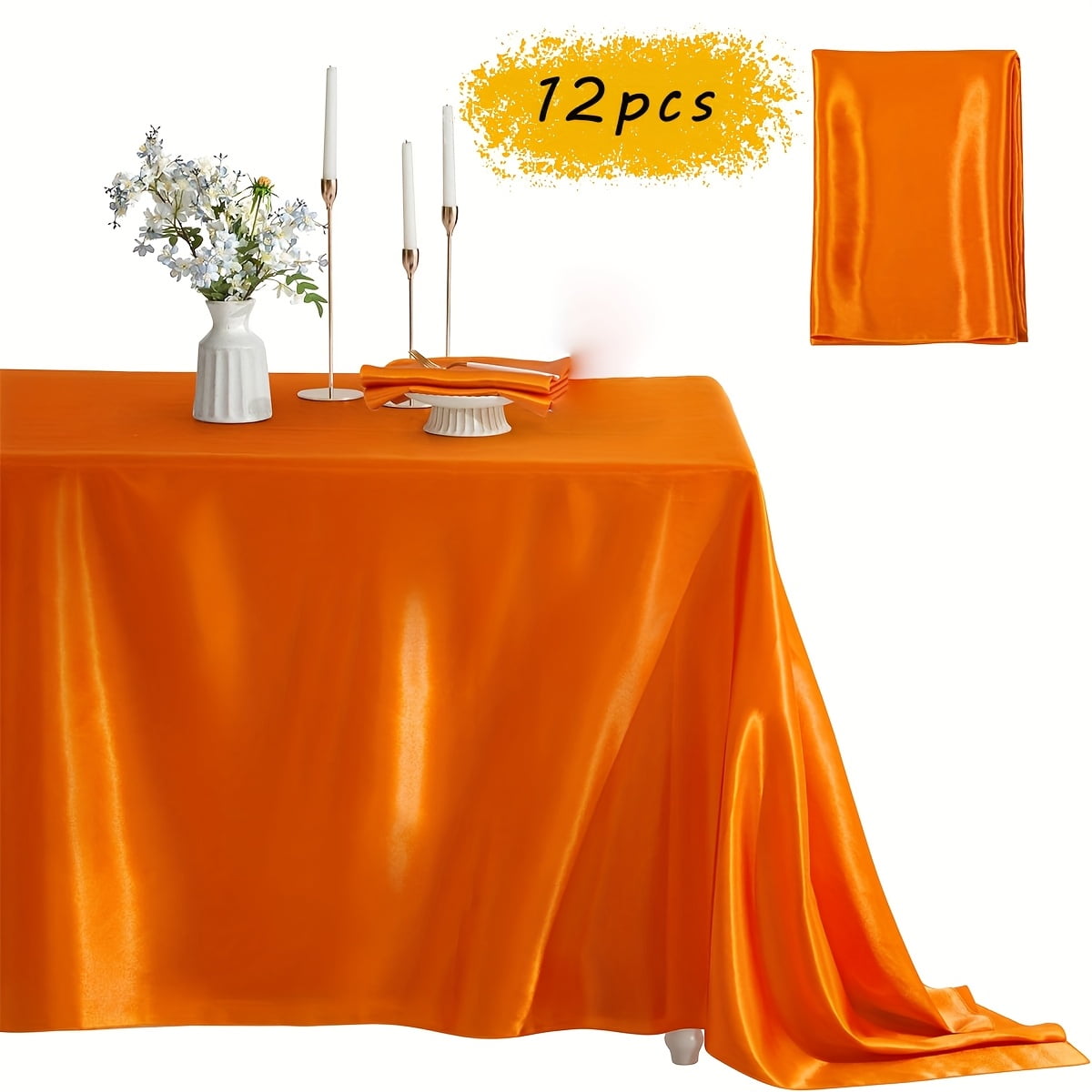 [Silky Satin Tablecloth] 12pcs Satin Tablecloth | 57" X102" Rectangular ...