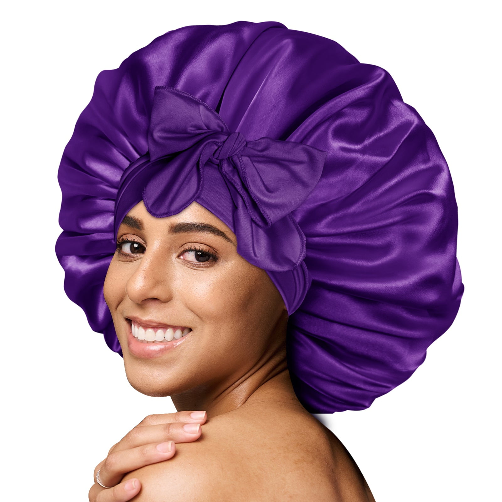 Silky Satin Tie Bonnet Large Purple - Walmart.com
