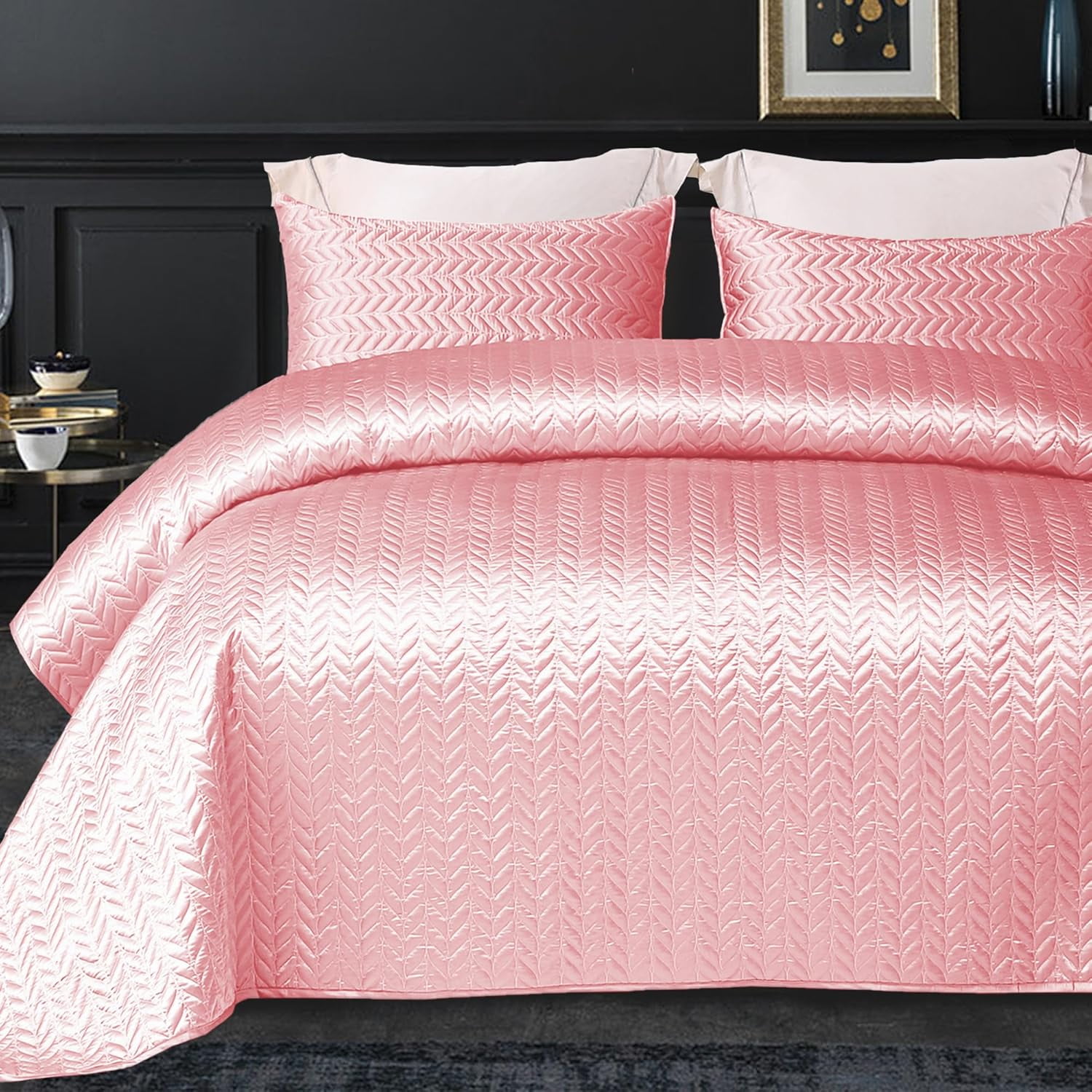 Silky Soft Satin Quilt King Size, Luxury Reversible Lightweight ...