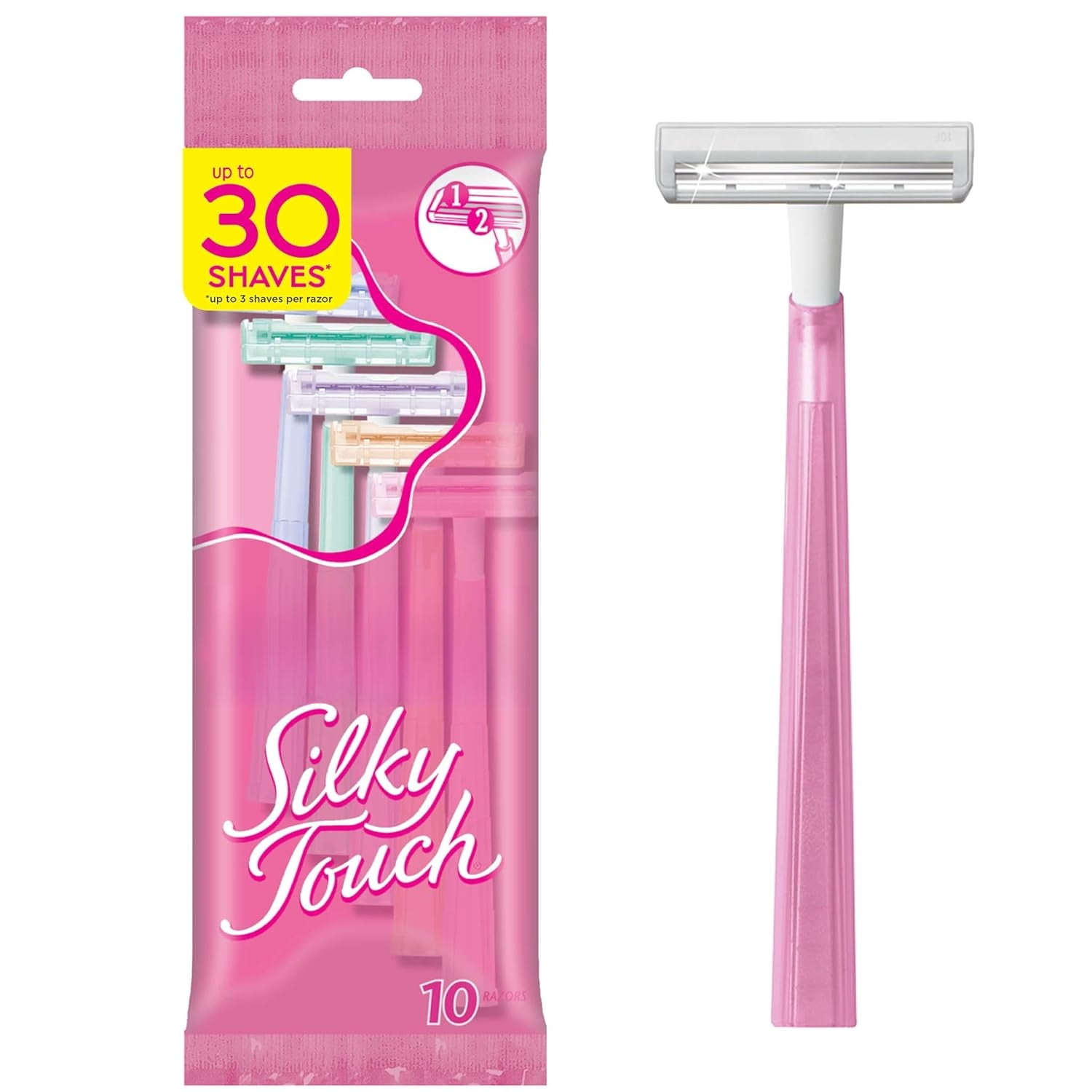 Silky Touch Women's Disposable 2 Blade Razors, Pretty Pastel Handles ...