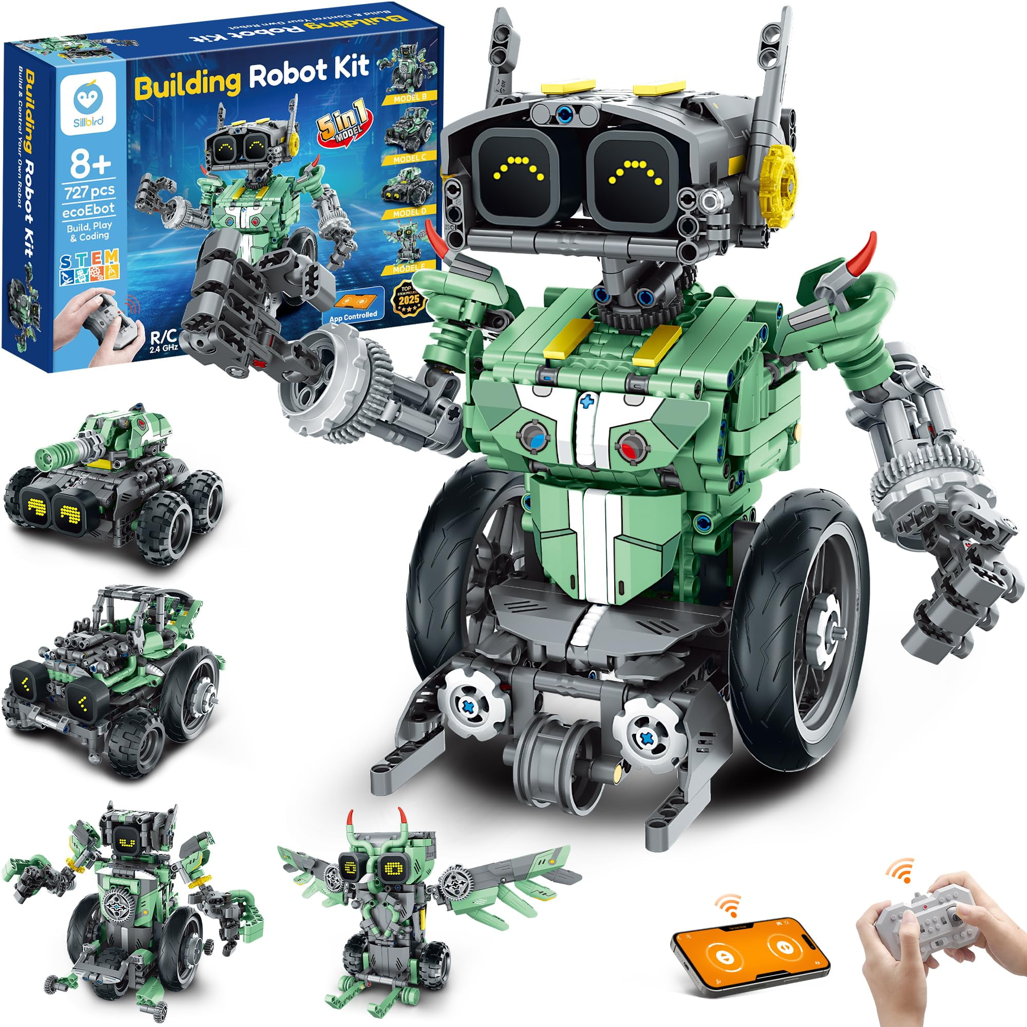 Sillbird Robot Car Building Kit with Remote Control for Boys Ages 8-14 ...