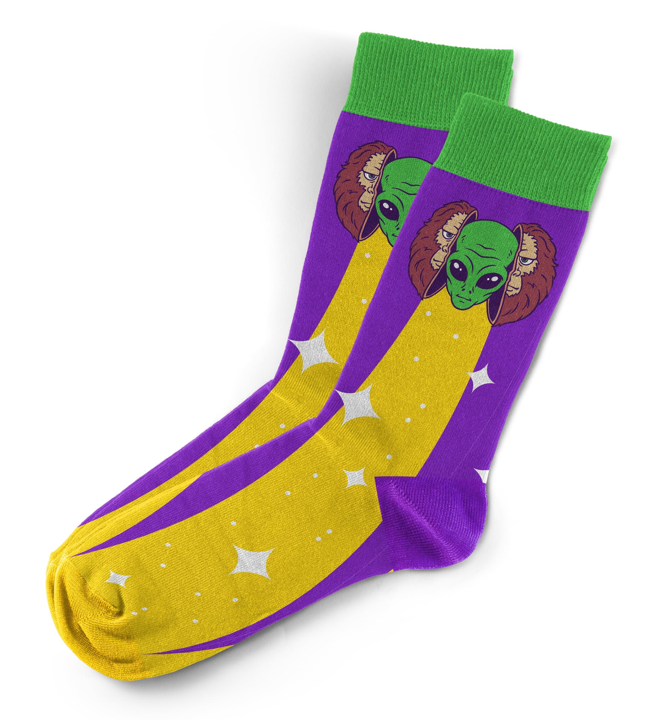 Sillies Sock Squatch Alien Socks - Funny Novelty Unisex Sock Set, Woven ...