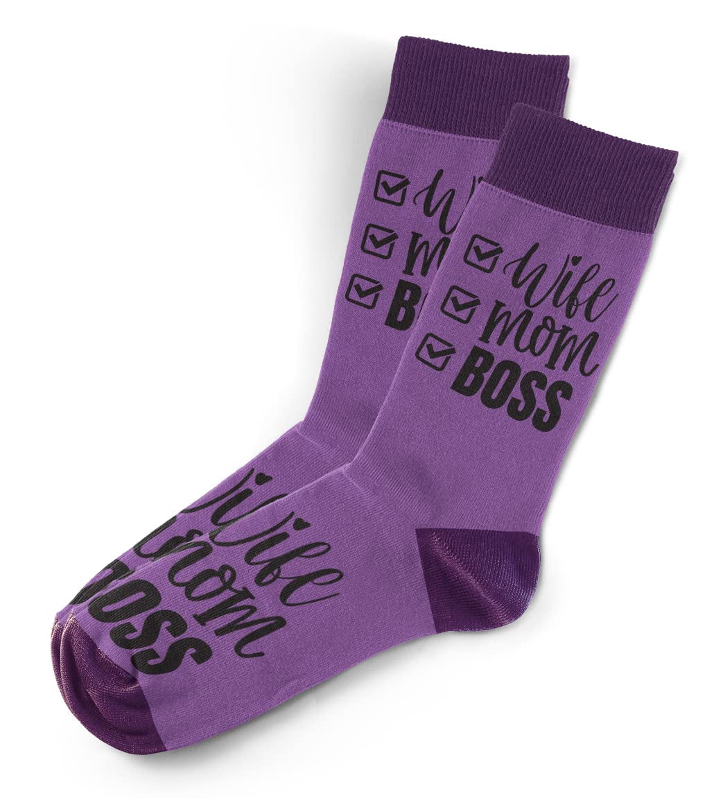 Sillies Sock Wife Mom Boss Socks - Funny Novelty Unisex Sock Set, Woven ...