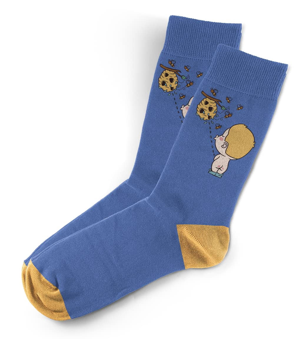 Sillies Socks Peeing On Beehive Socks - Funny Novelty Unisex Sock Set ...