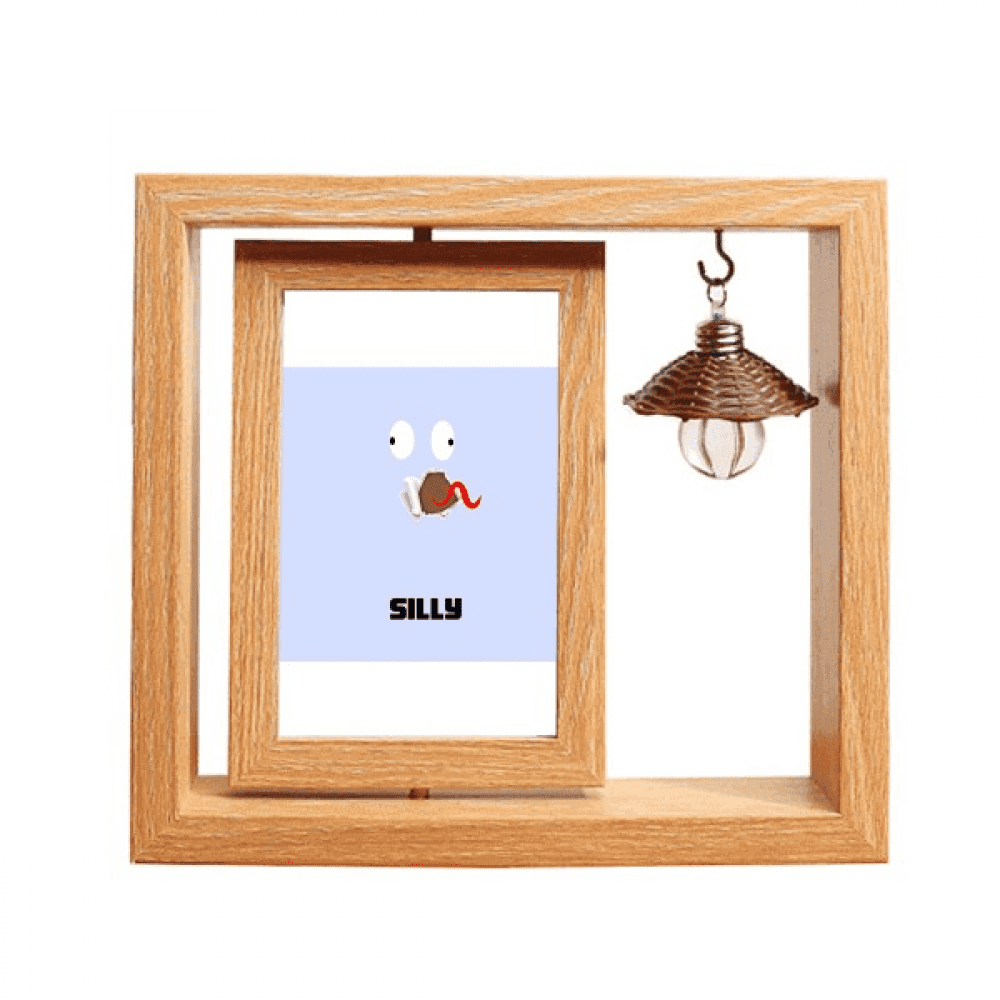 Silly Blue Emotion Wriggling Tongue Wooden Rotating Picture Photo Frame ...