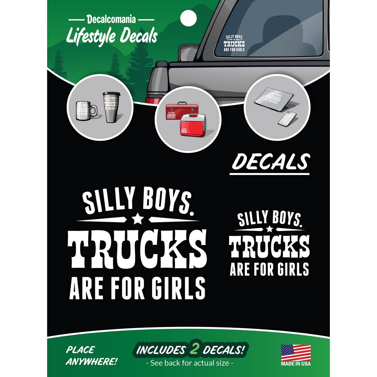 Silly Boys Trucks are for Girls Car Stickers - Set of 2 White Car ...