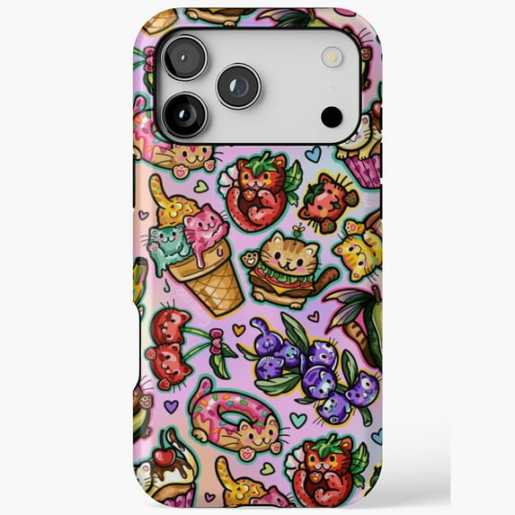 Silly Foodie Cat Protective Case for iPhone 11 12 13 14 15 16 17 Pro ...