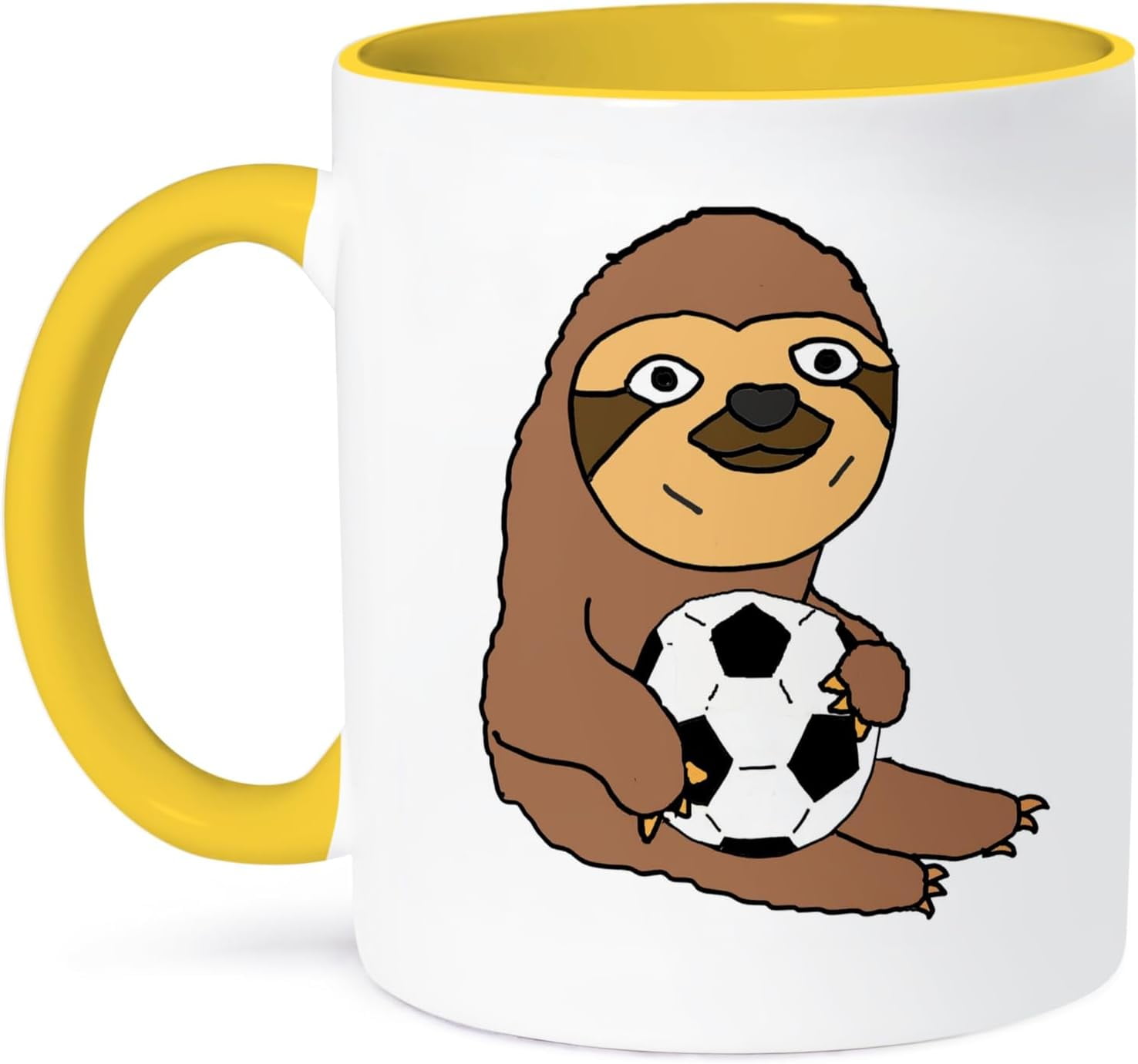 Silly Funny Sloth Playing Soccer Cartoon, Yellow Mug, 11 oz - Walmart.com