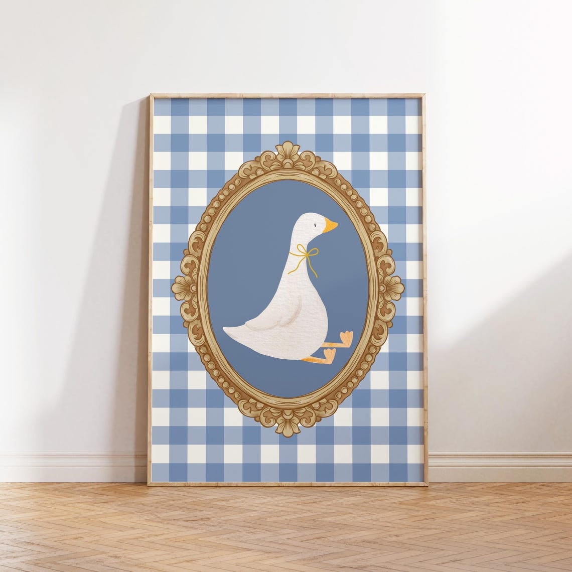 Silly Goose Art Print, Vintage Nursery Wall Decor, Coquette Room, Blue ...