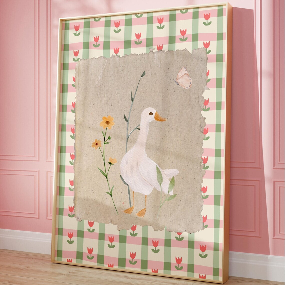 Silly Goose Art Print, Vintage Nursery Wall Decor, Floral Nursery Art ...