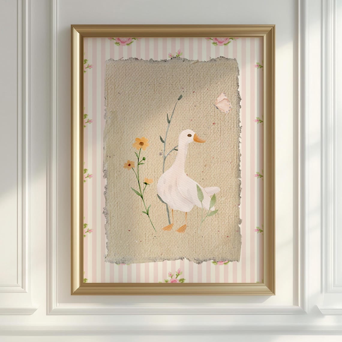 Silly Goose Art Print, Vintage Nursery Wall Decor, Floral Nursery Art ...