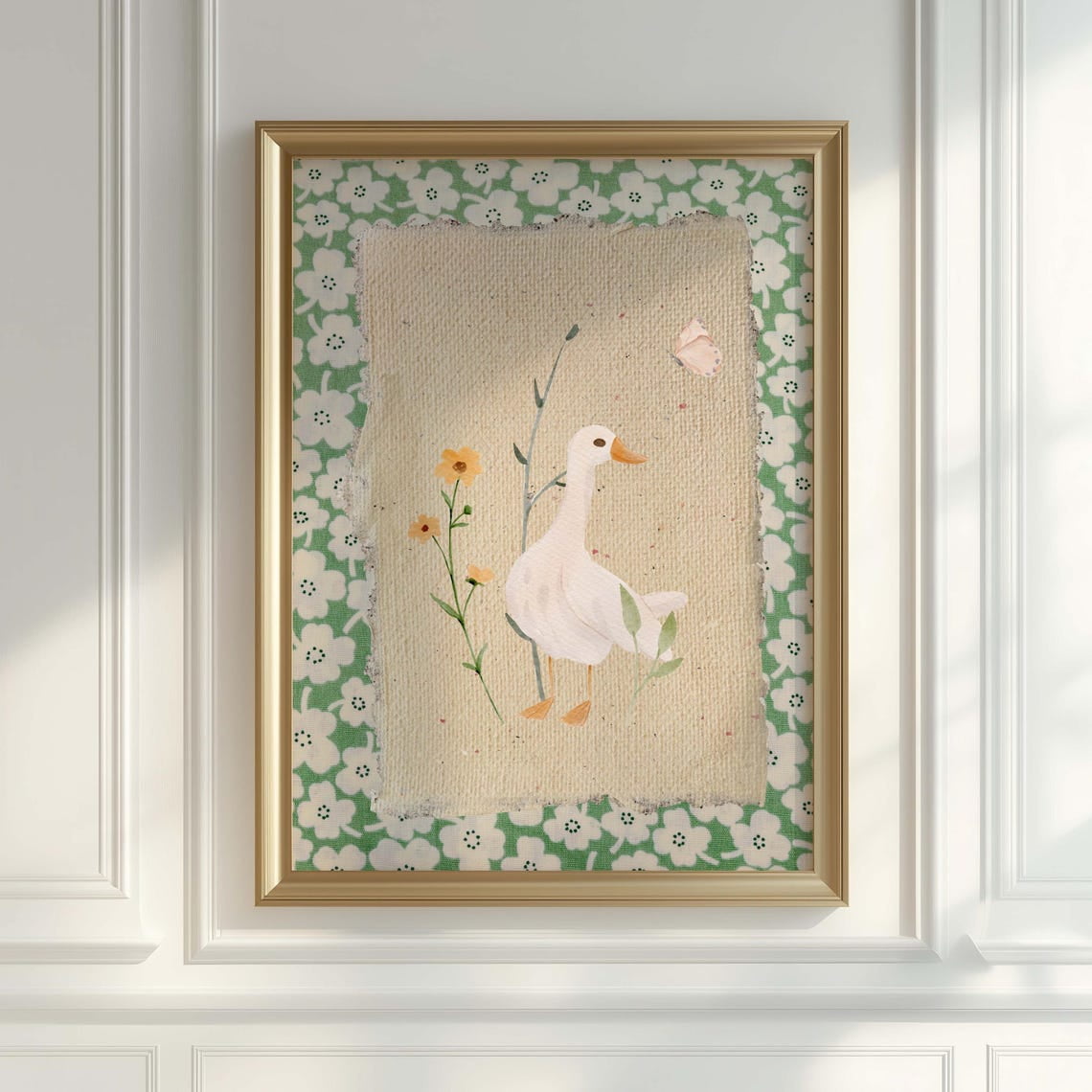 Silly Goose Art Print, Vintage Nursery Wall Decor, Green Nursery Art ...
