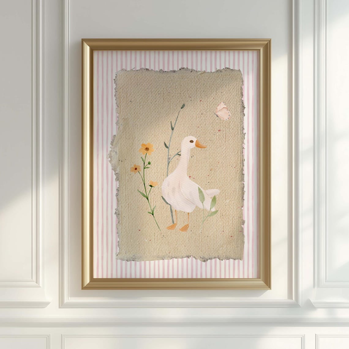Silly Goose Art Print, Vintage Nursery Wall Decor, Pink Girls Nursery ...