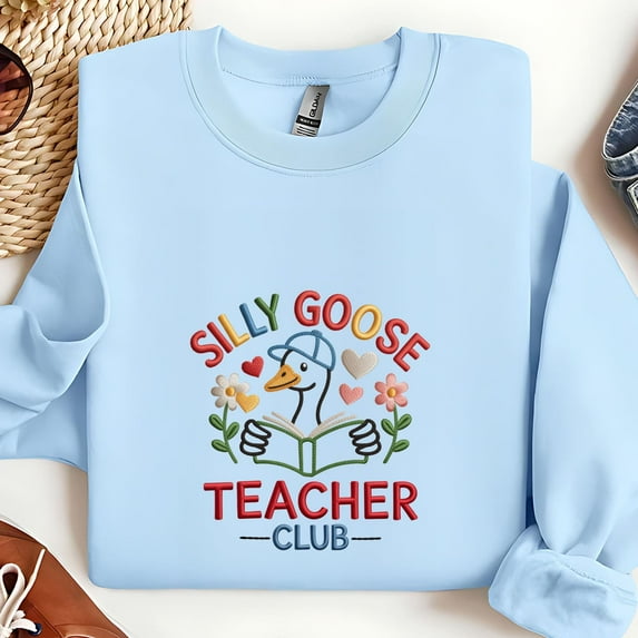 Silly Goose Floral Teacher Embroidery Design, Preppy School Machine ...