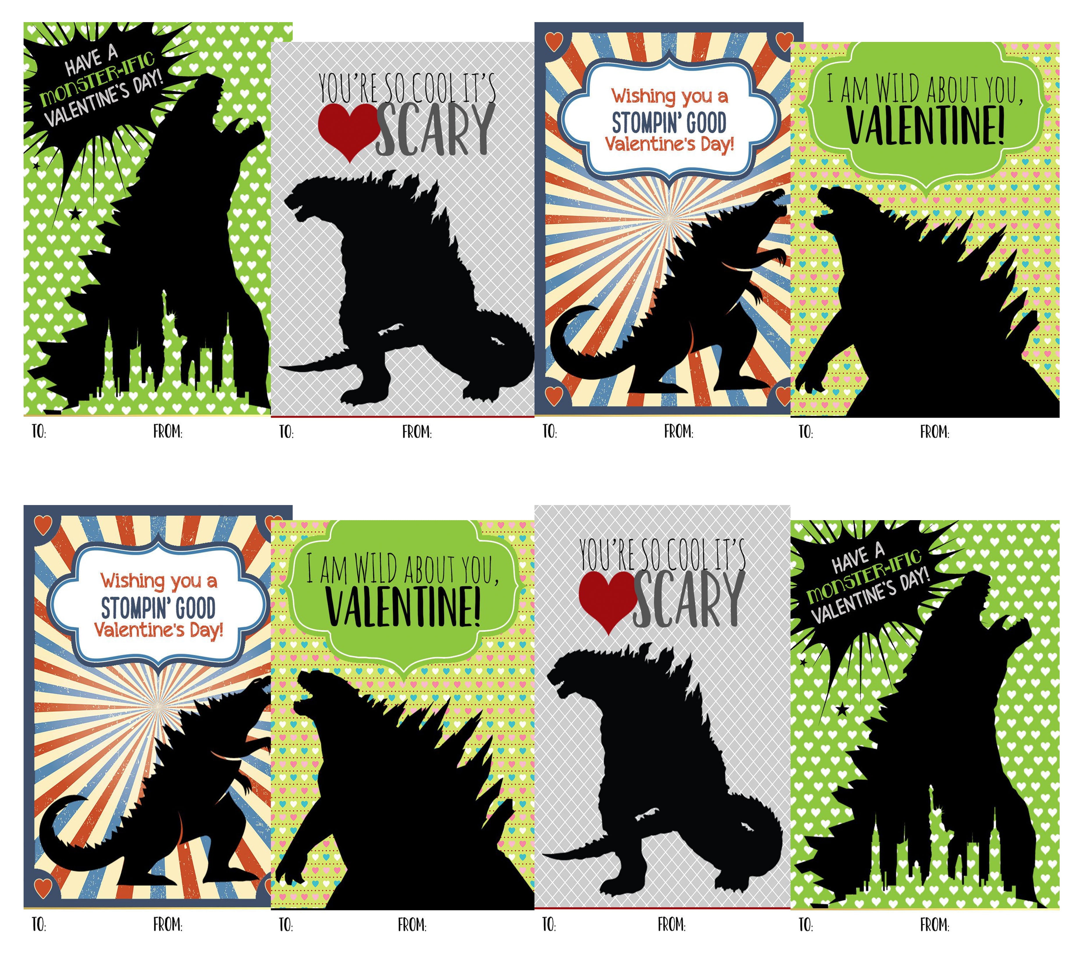 Silly Goose Gifts Monster Zilla Themed Valentines Day Card for Kids ...
