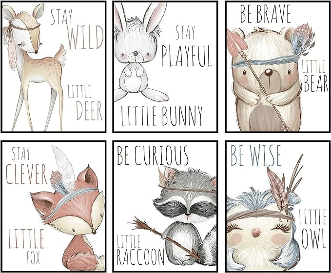 Silly Goose Gifts Playful Woodland Animals Tribal Themed Room Wall Art ...