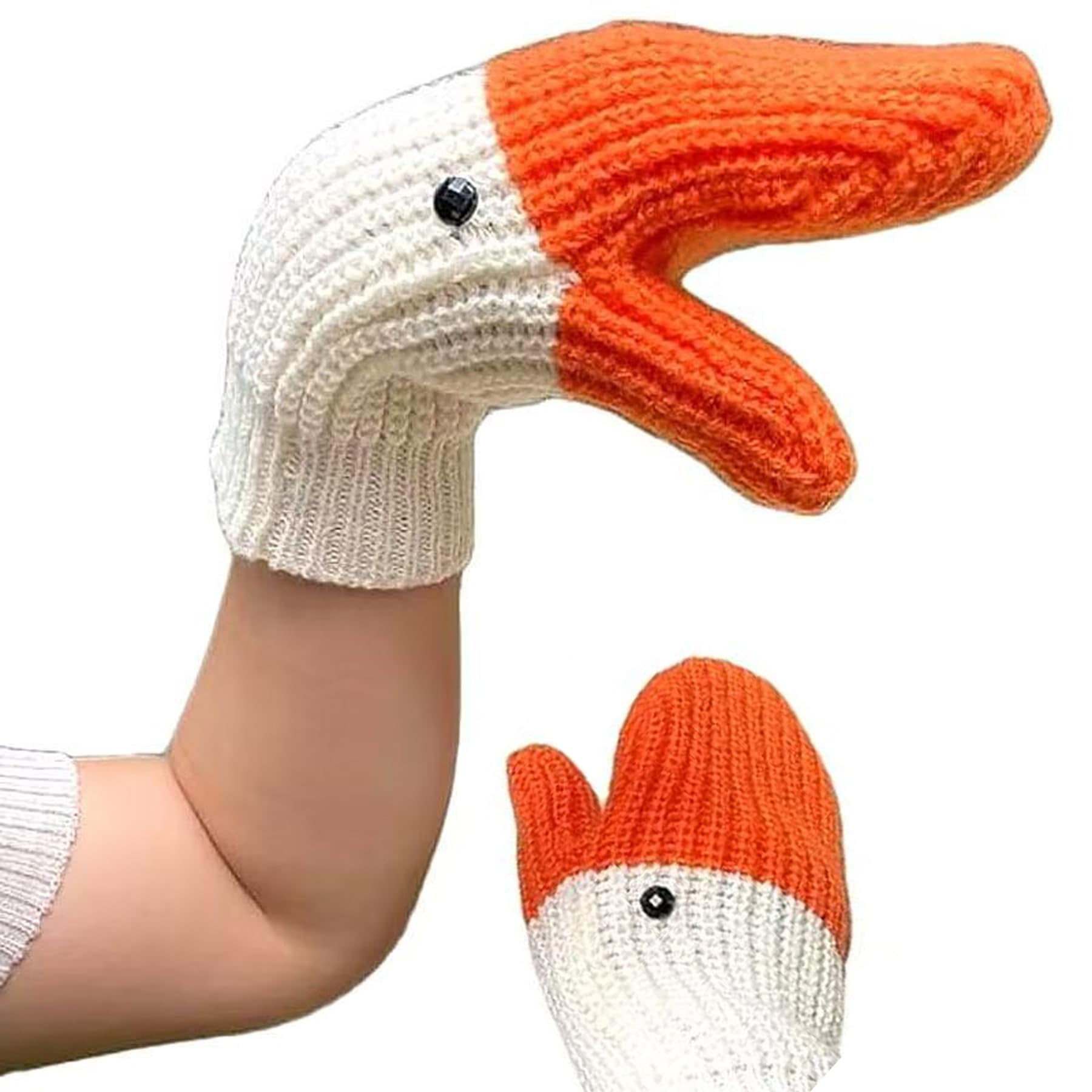Silly Goose Gloves Cute Winter Goose Mittens for Women & Kids, Knitted ...