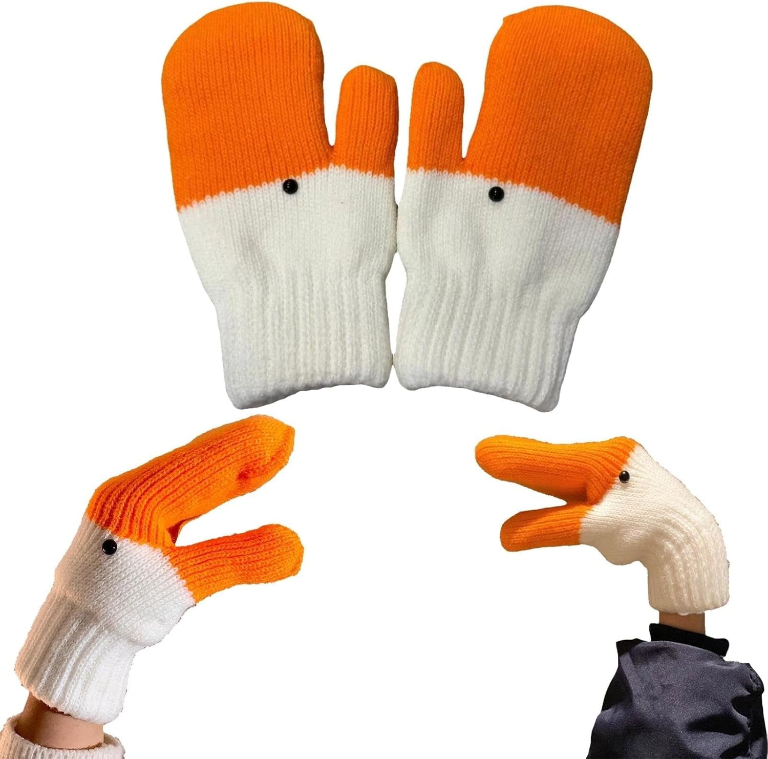 Silly Goose Gloves, Handmade Funny Knit Animal Gloves With Thermal Soft ...