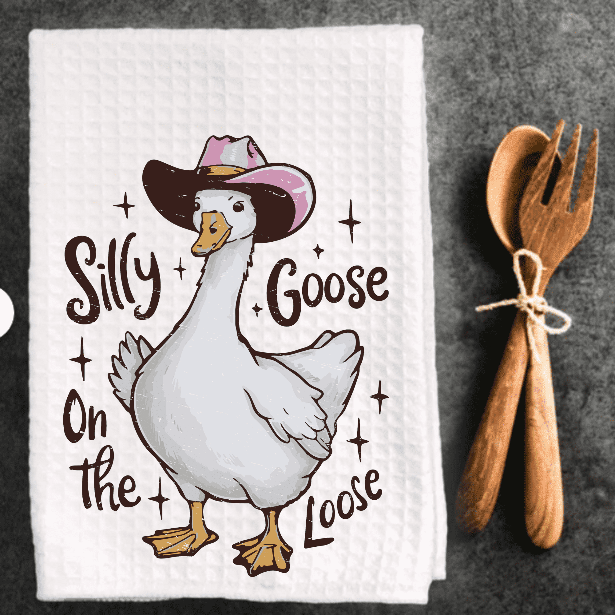 Silly Goose Kitchen Towel – Whimsical Farmhouse Decor, Absorbent Waffle ...