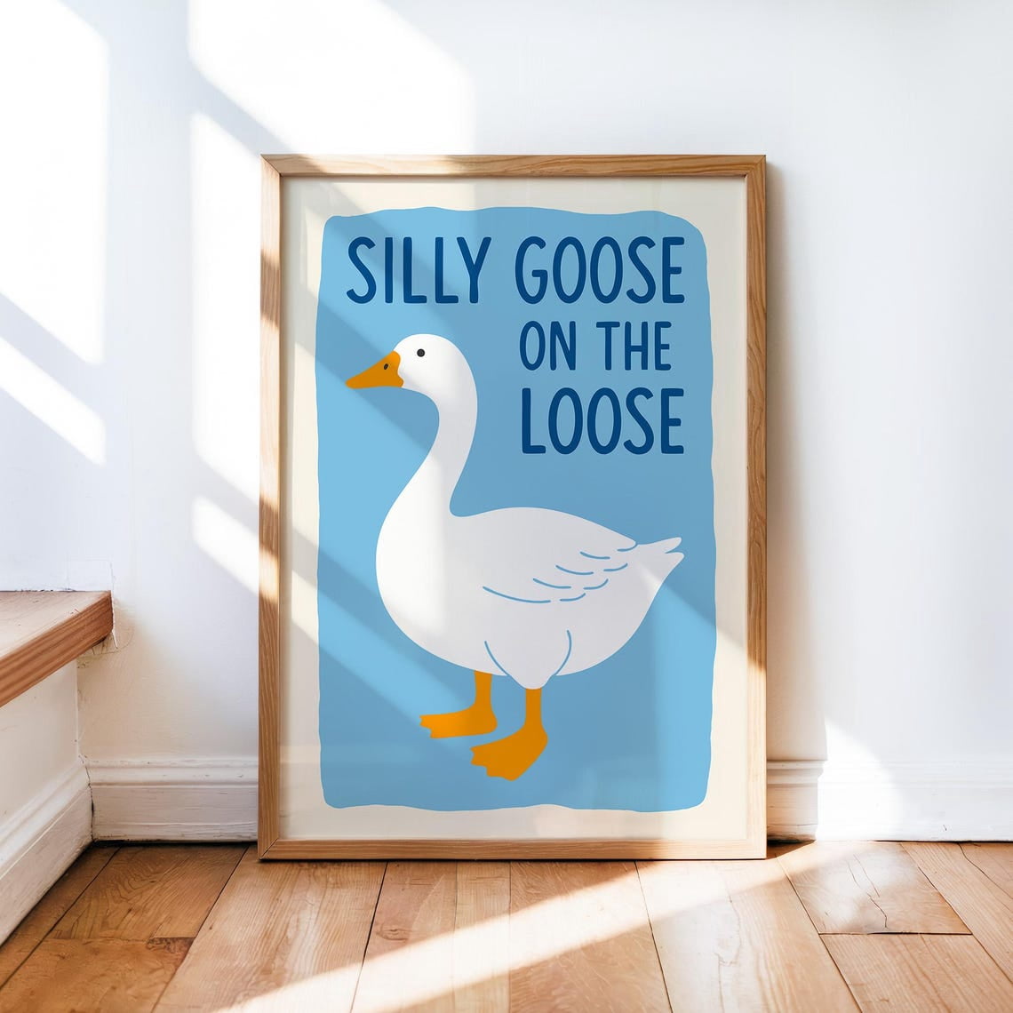 Silly Goose On The Loose Duck Illustration Nursery Art Boho Playroom ...