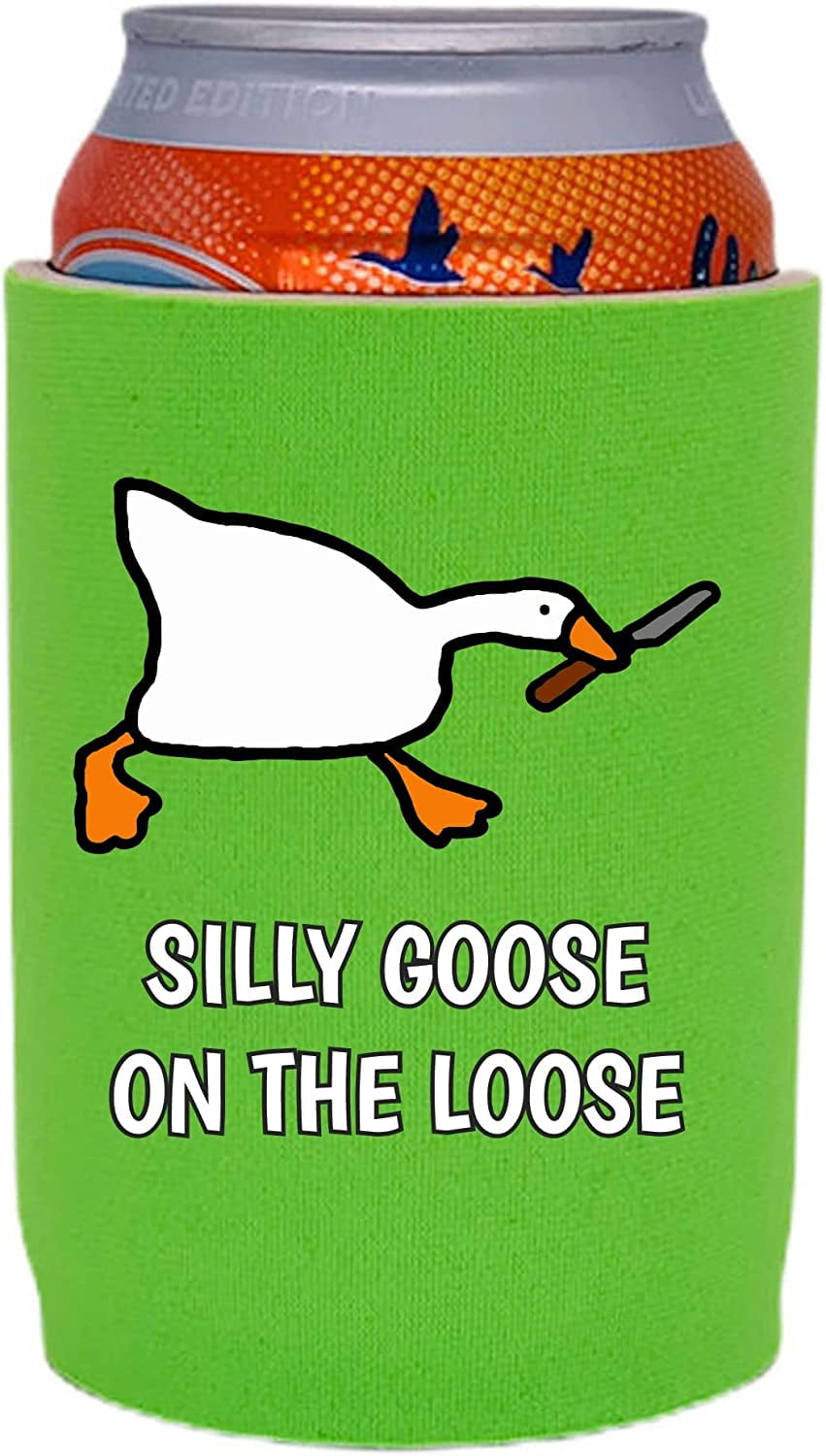 Silly Goose On The Loose Funny Full Bottom Can Coolie (Neon Green ...