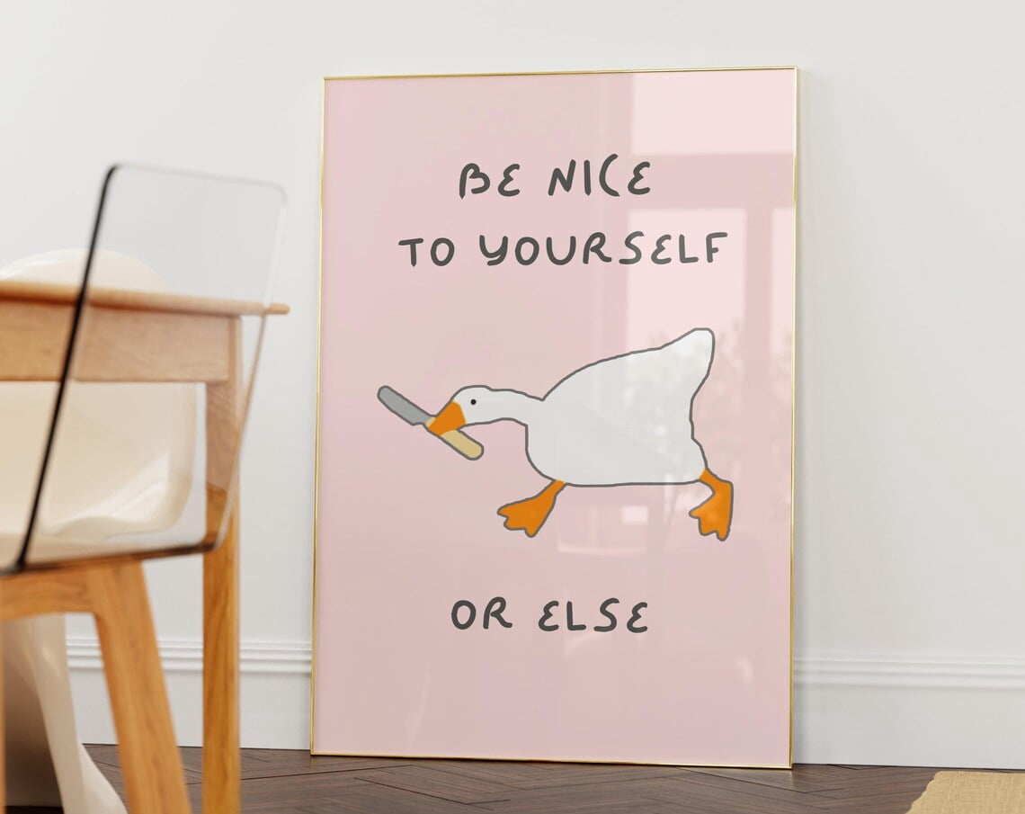 Silly Goose Print • Funny Gen Z Living Room Decor • Be Nice Cute Mental ...