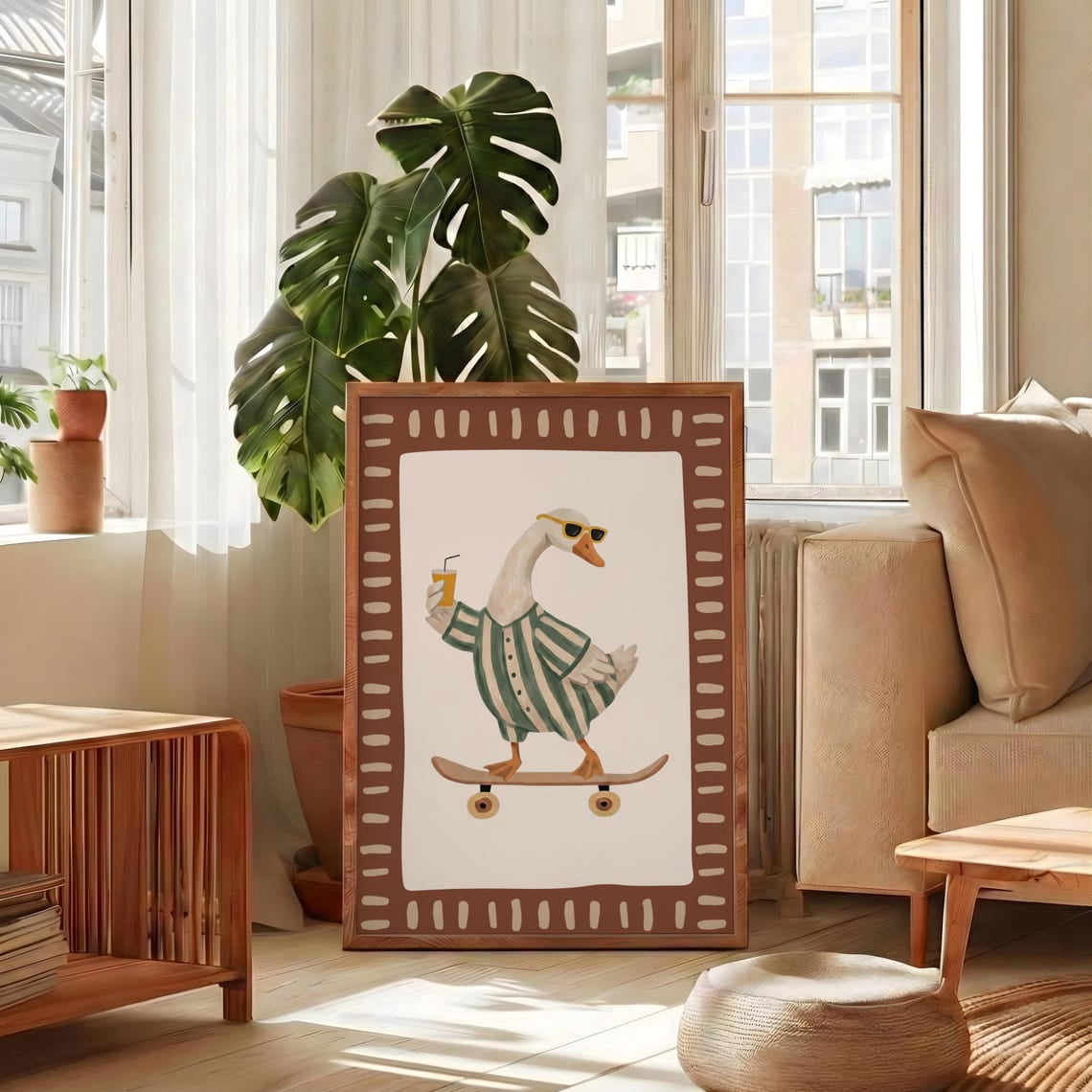 Silly Goose Skateboard Toddler Room Art Boy Nursery Decor Cottagecore ...