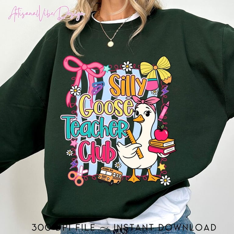 Silly Goose Teacher Club Png, Back To School Teaching Coquette Png ...