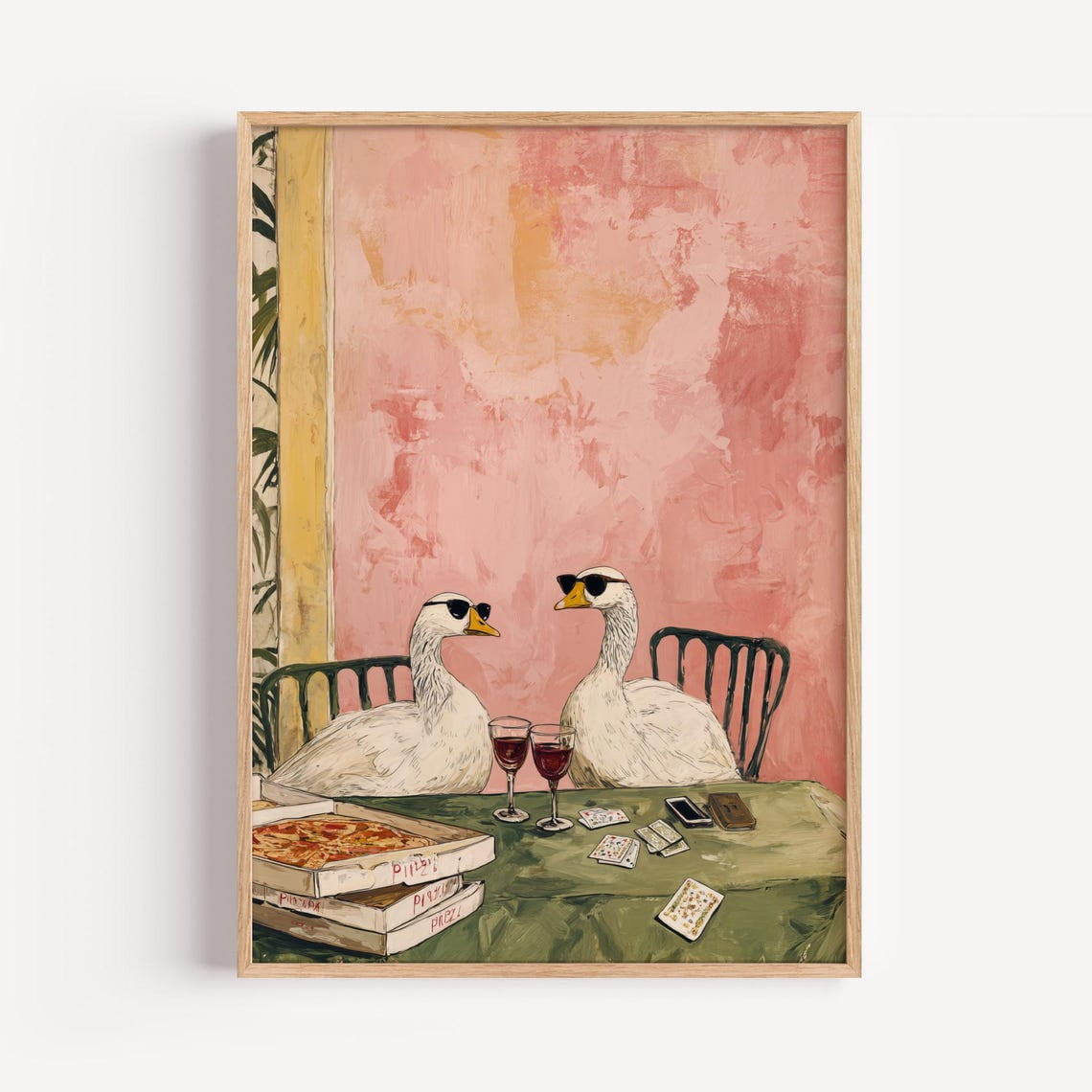 Silly Goose Textured Geese Drinking Wine Art Version Three, Stretched ...