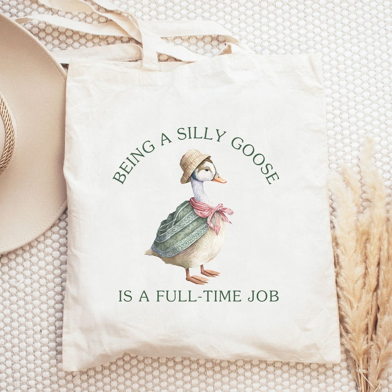Silly Goose Tote Bag Ironic Tote Bag Ironic Gifts Fun Tote Bag Gift For ...