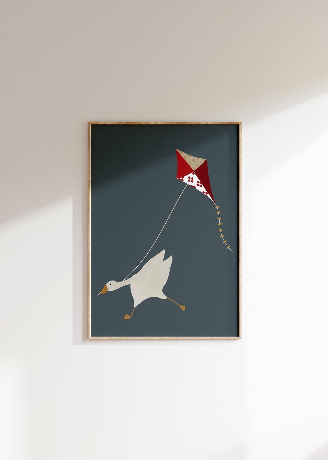 Silly Goose Wall Art, Cute Goose Poster, Dark Blue Nursery Decor, Farm ...