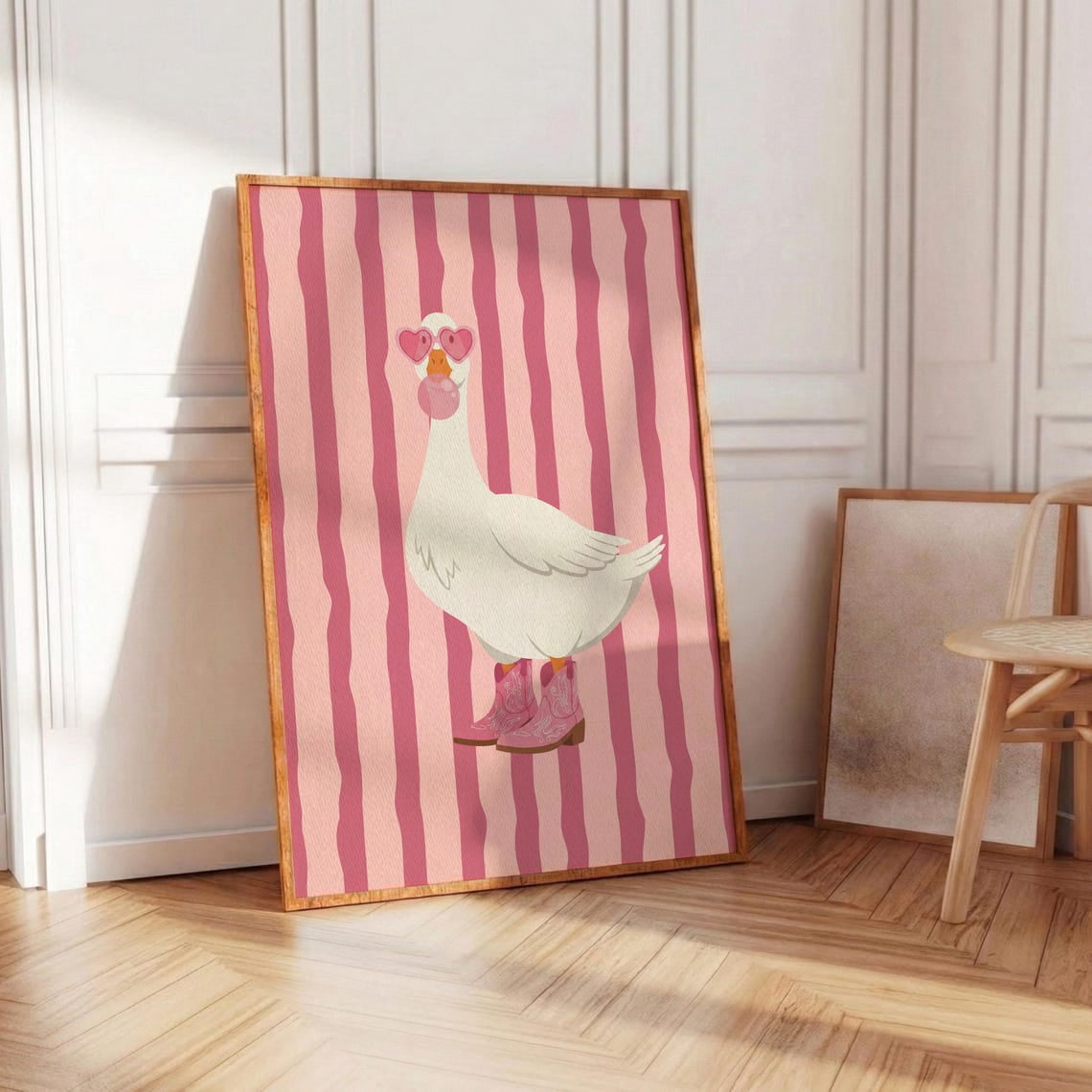 Silly Goose in Pink Cowboy Boots Art Coquette Bubblegum Preppy Chic ...