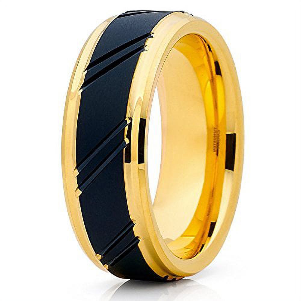 Silly Kings 8mm Yellow Gold Tungsten Carbide Wedding Band 18k Yellow ...