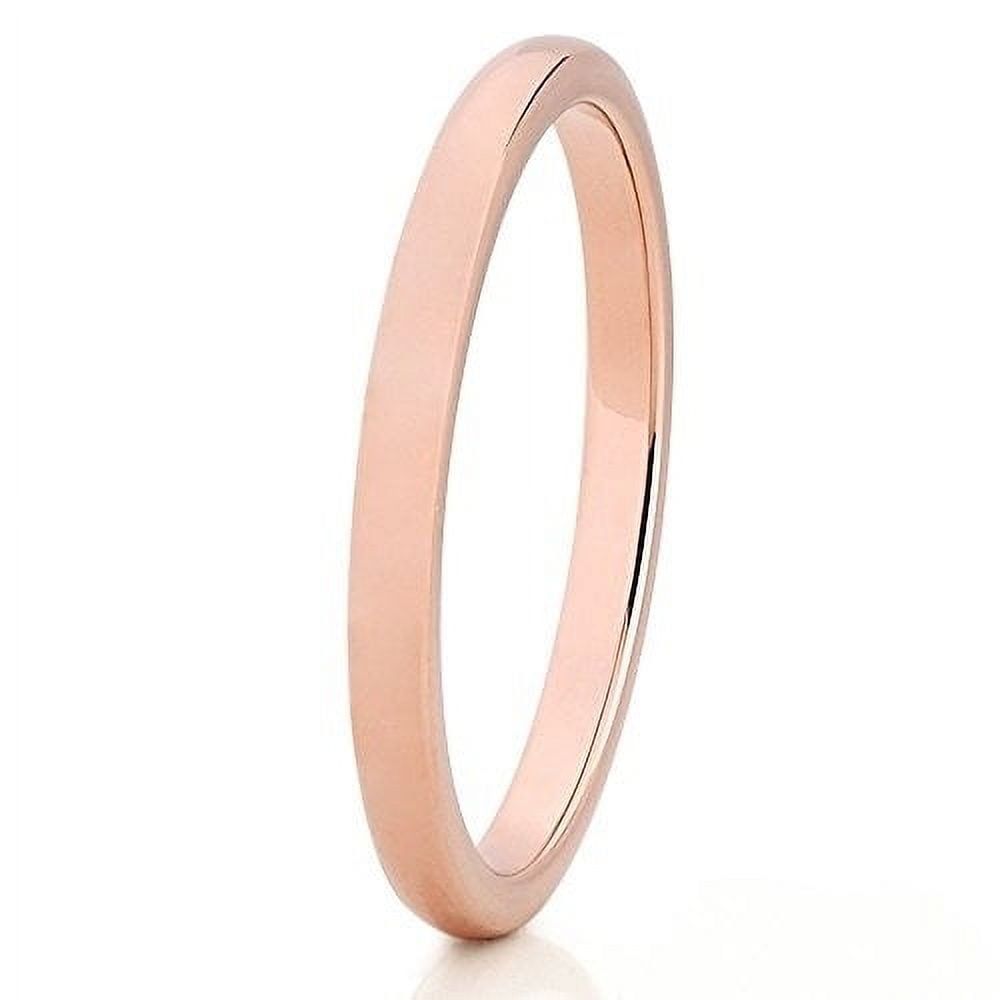 Silly Kings Jewelry 2mm Rose Gold Tungsten Carbide Ring Womens Tungsten Wedding Band Ladies ...
