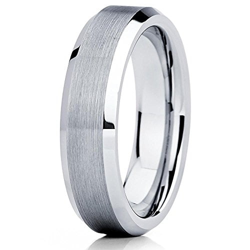 Silly Kings Jewelry 6mm Silver Brushed Tungsten Carbide Wedding Band ...