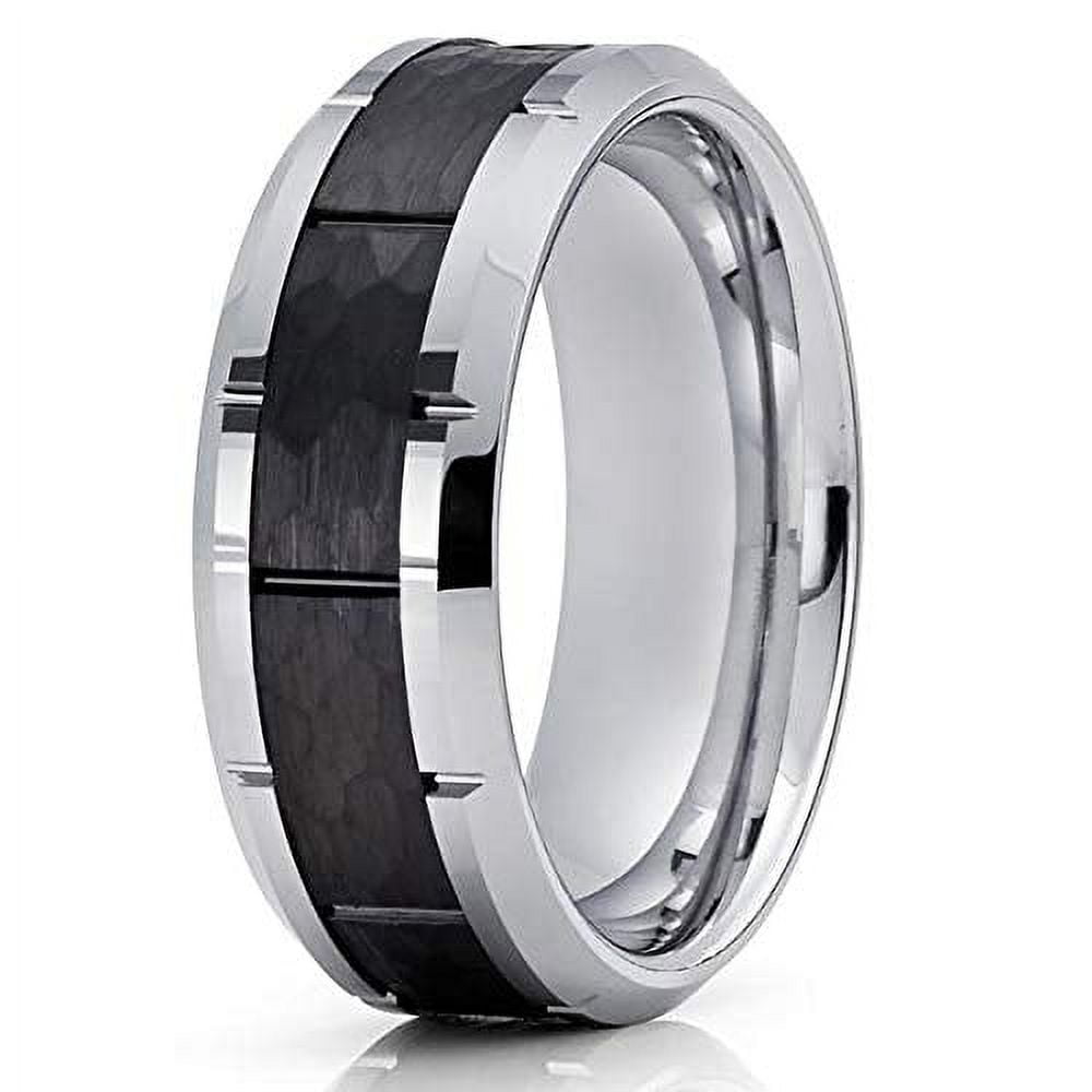 Silly Kings Jewelry 8mm- Black Tungsten Wedding Band - Tungsten Carbide ...