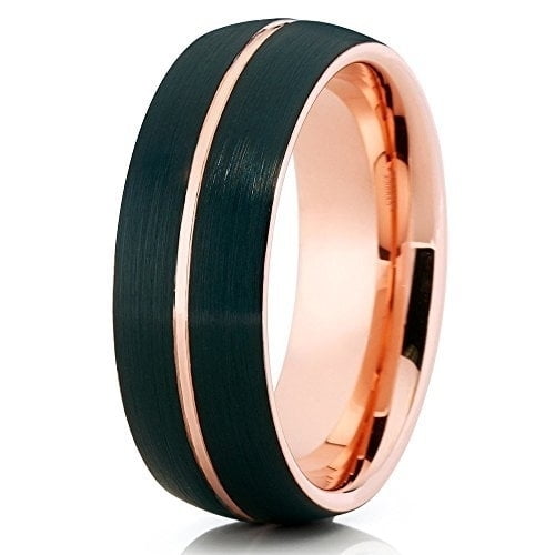 Silly Kings Jewelry 8mm Tungsten Wedding Band Rose Gold Tungsten Ring Tungsten Carbide Ring ...