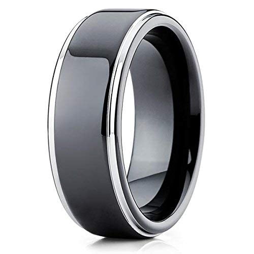 Silly Kings Jewelry Tungsten Wedding Band Black Tungsten Ring Shiny ...