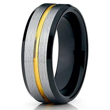 Tungsten Wedding Band Rose Gold Tungsten Ring 8mm Black Tungsten Band Men & Women Brushed ...
