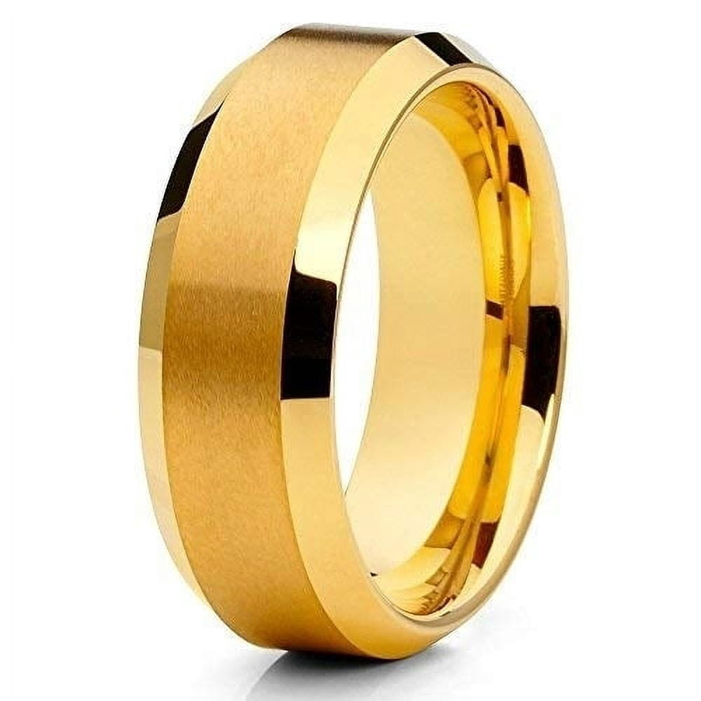 Silly Kings Jewelry Tungsten Wedding Band Yellow Gold Tungsten Ring ...