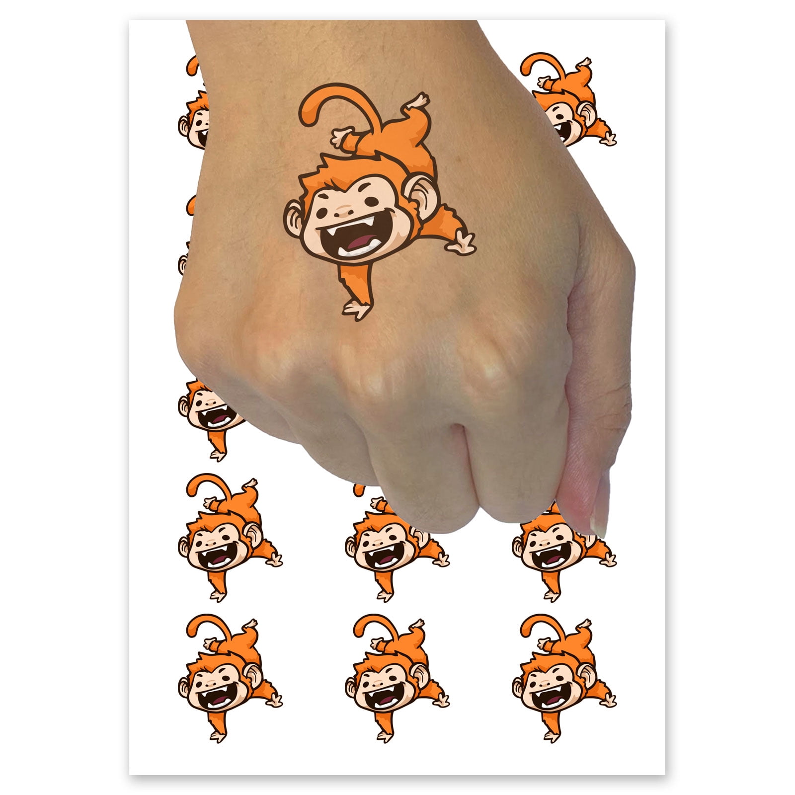 Silly Monkey Doing Handstand Temporary Tattoo Water Resistant Fake Body ...