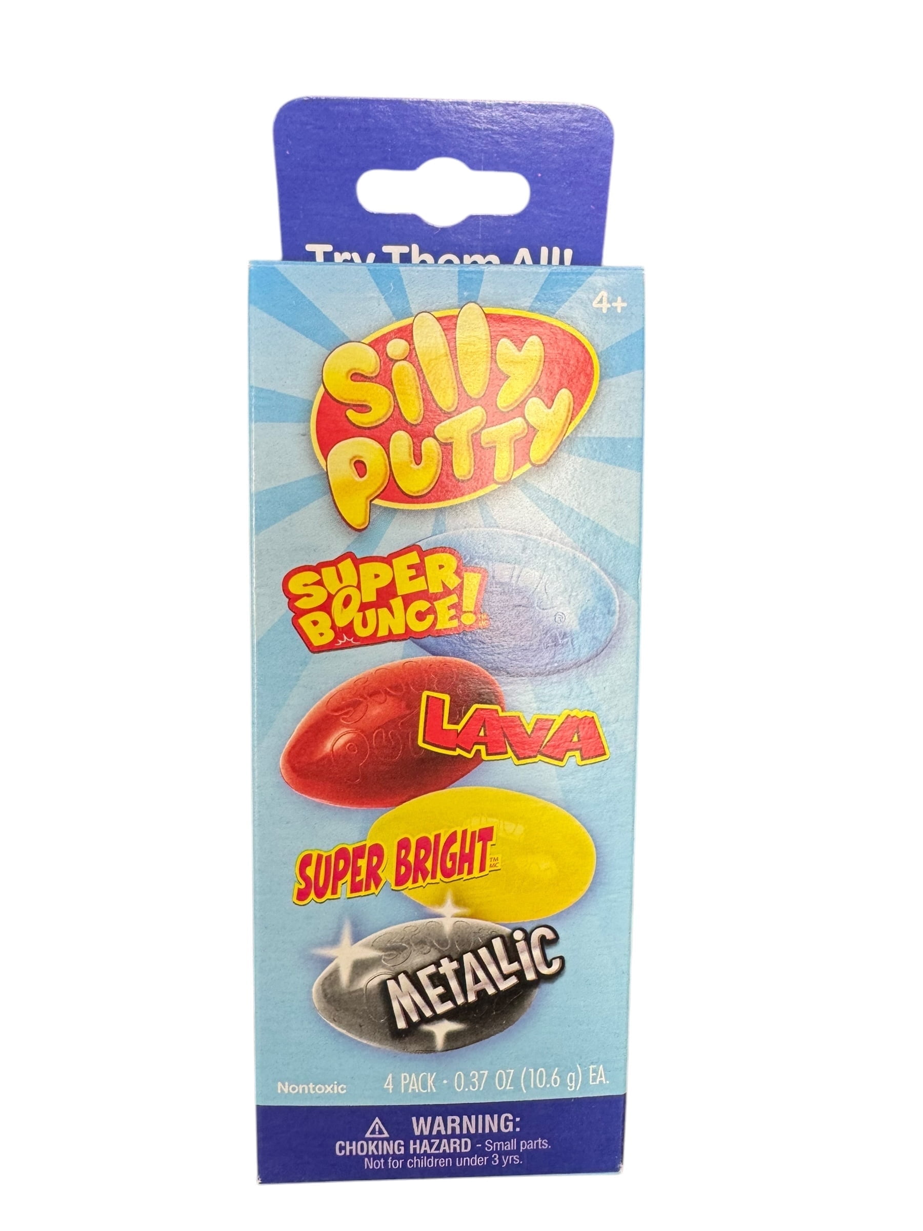 Silly Putty 4 pack - Super Bounce, Lava, Super Bright, and Metallic ...