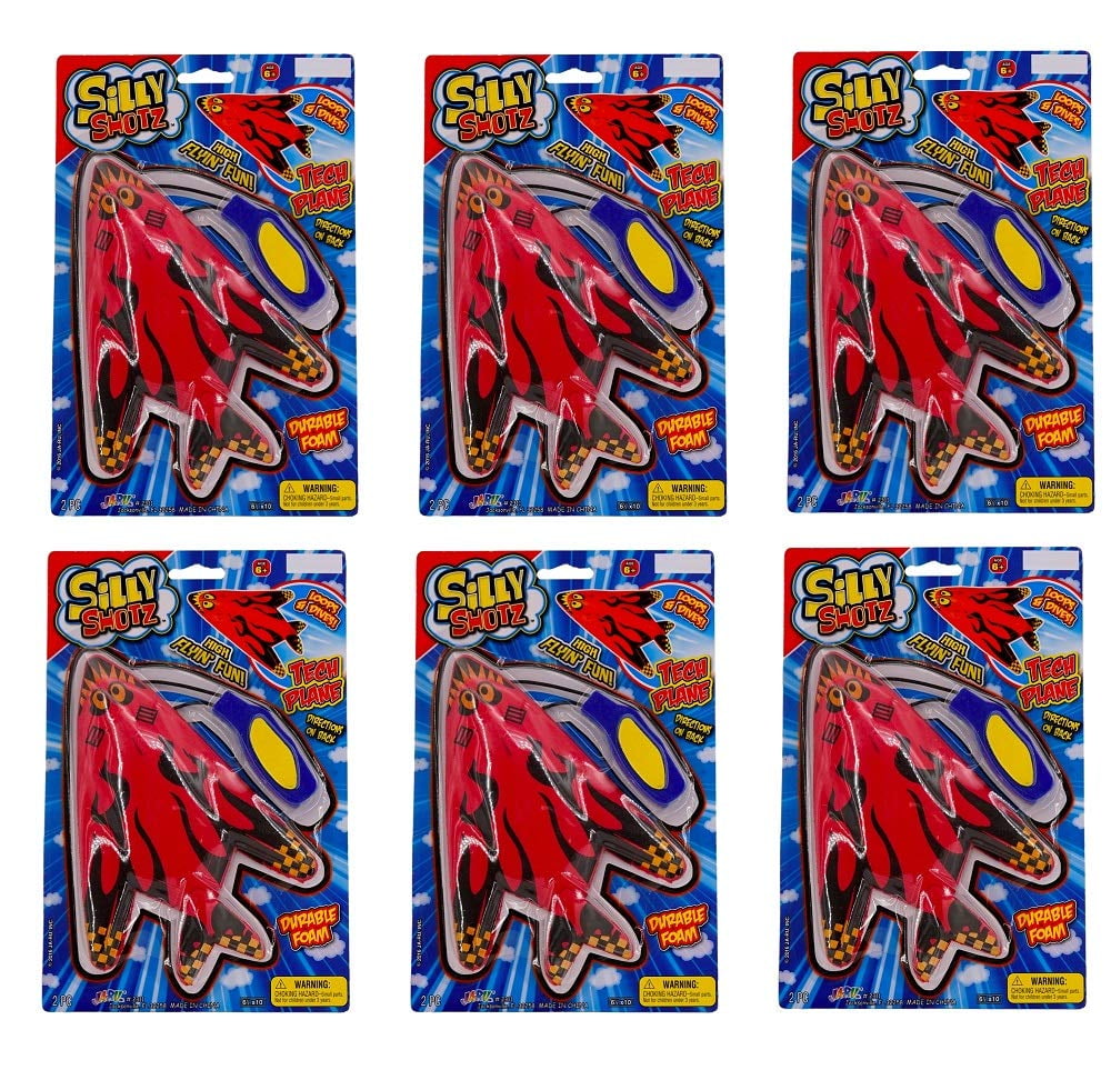 Silly Shotz Tech Plane, 6 Pack, Red, High Flyin Pull Back Airplane ...