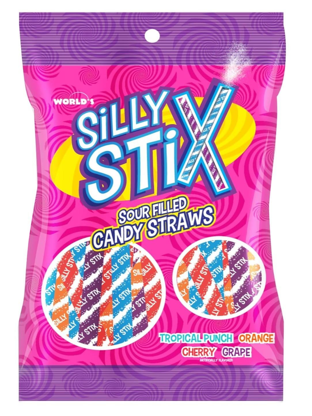 Silly Stix Sour-Filled Candy Straws (3 Pack) – 2.75 oz Bags – Assorted ...