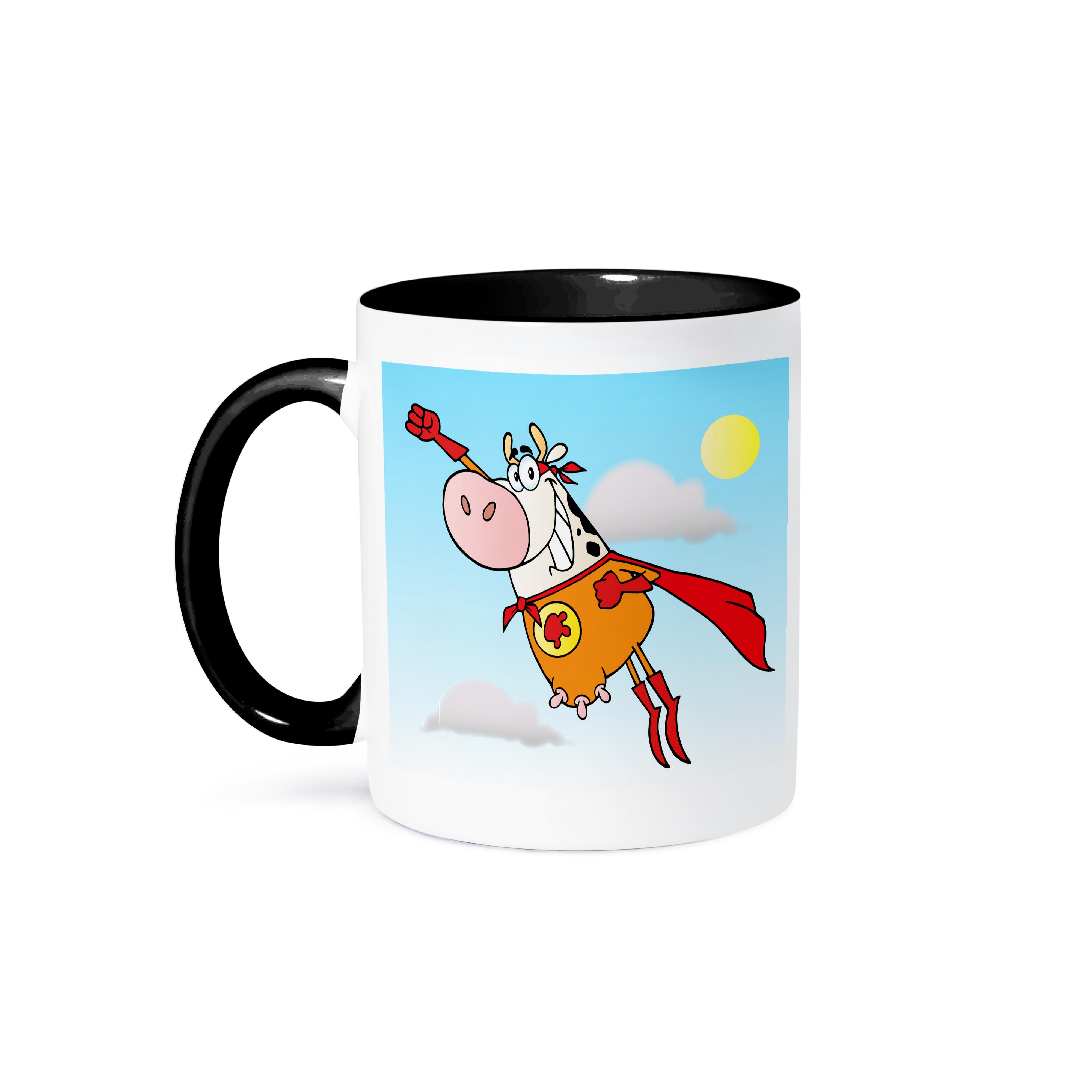 3dRose, Silly Super Cow Superhero Hero Flying In The Sky Animal Cartoon ...
