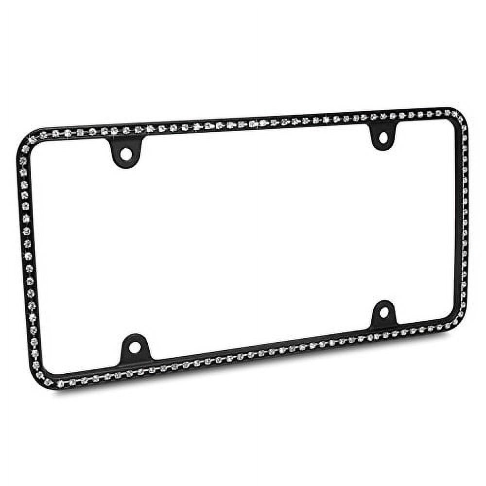 Silm Clear Crystals Matte Black Metal License Plate Frame - Walmart.com
