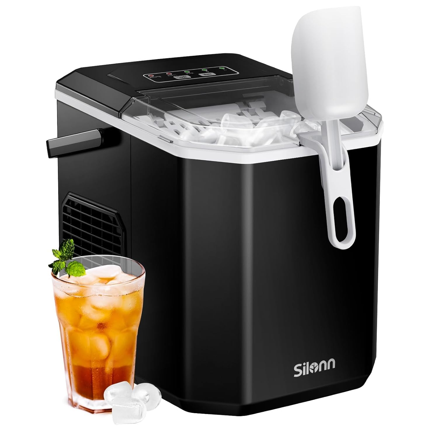 Silonn Ice Maker Countertop, Portable Ice Machine with Carry Handle ...