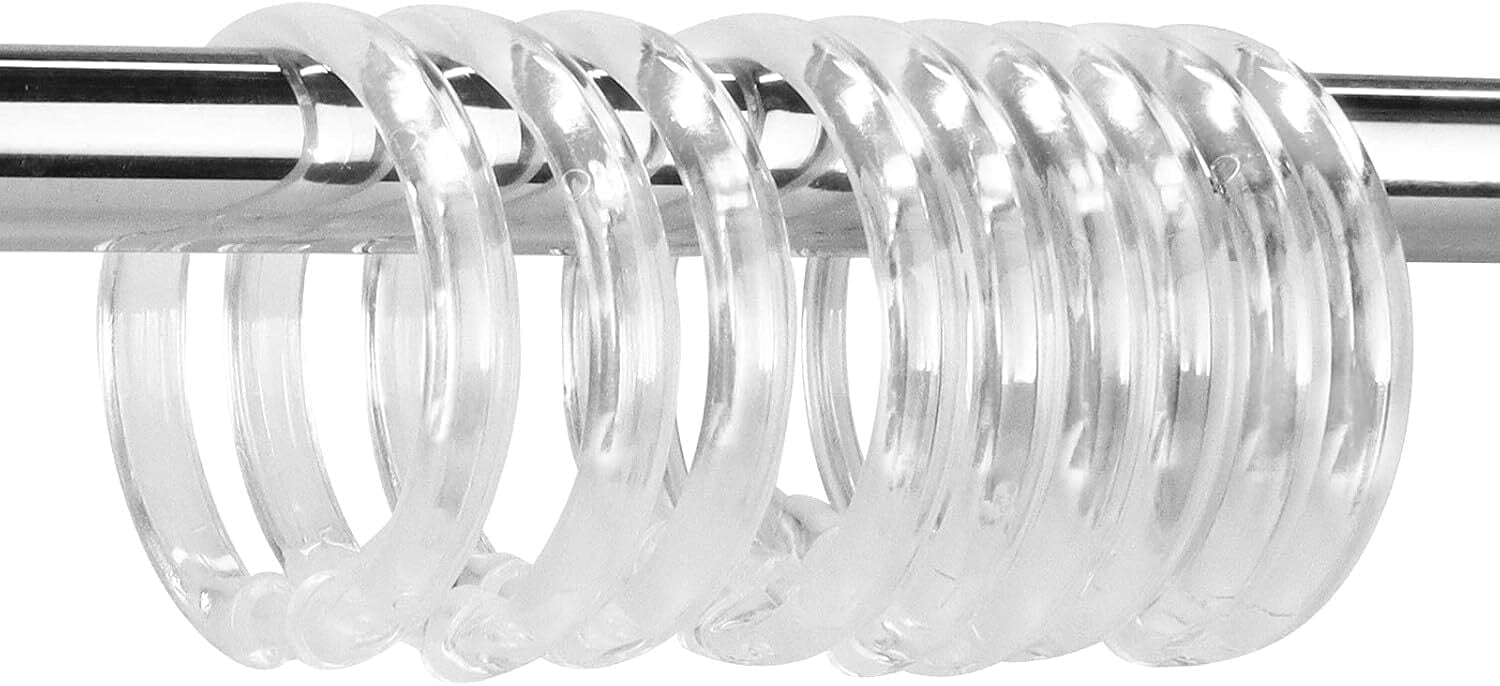 Siloon Clear Plastic Shower Curtain Rings,12 PCS Circular Plastic ...